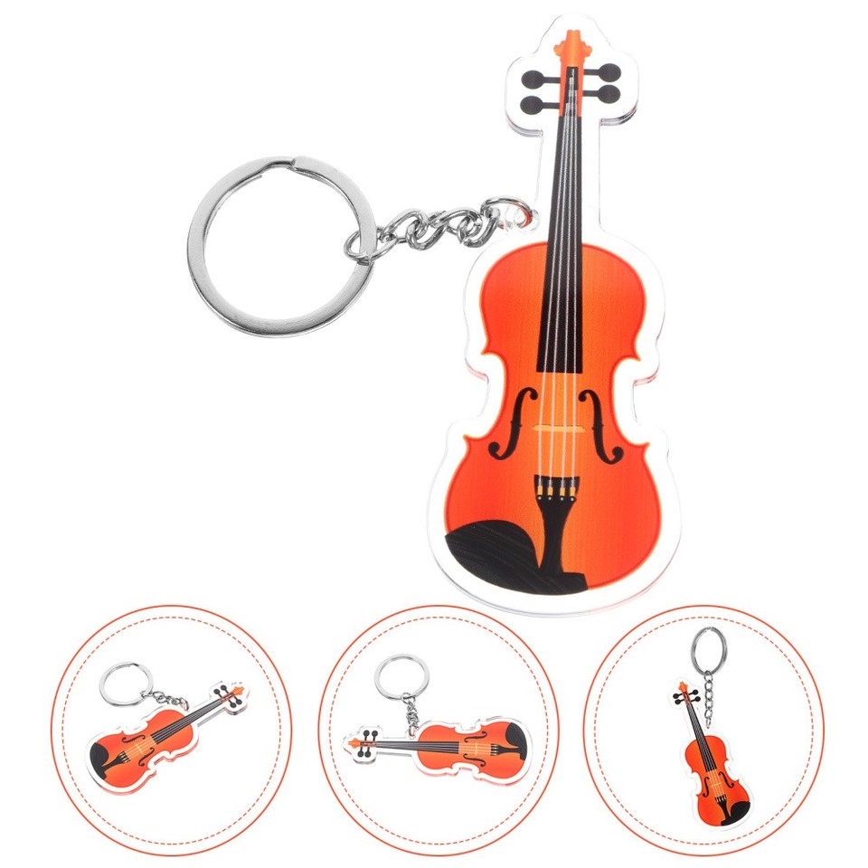 Violin Hanging Decoration Key Pendant Music Keychain Tiny Keyring ...