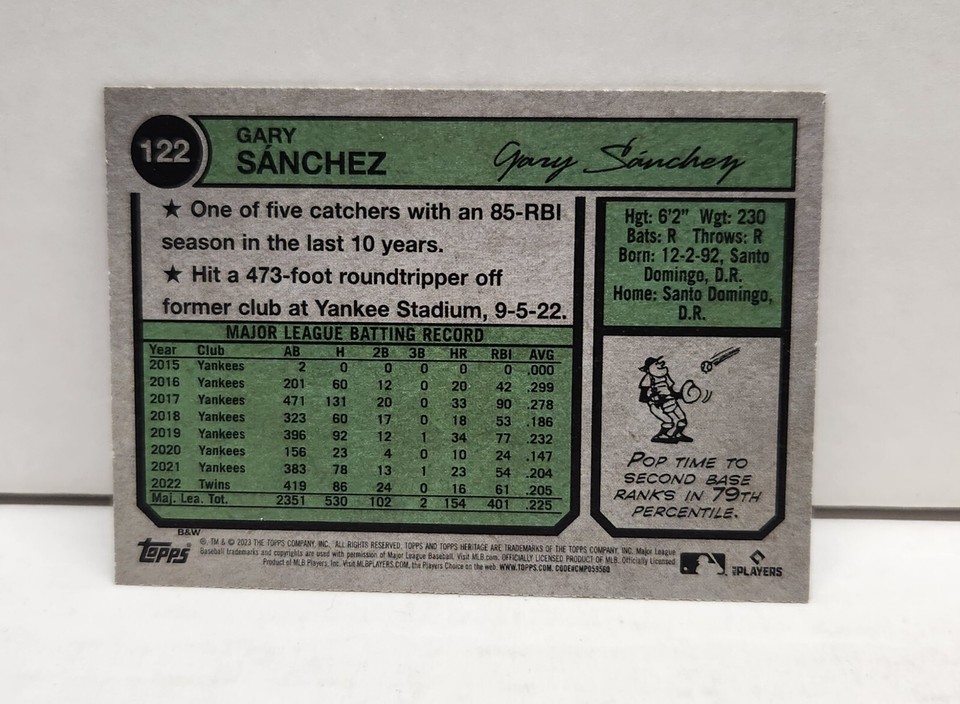 GARY SANCHEZ 2023 Topps Heritage BLACK & WHITE #122 ~ Twins ~ SP | eBay