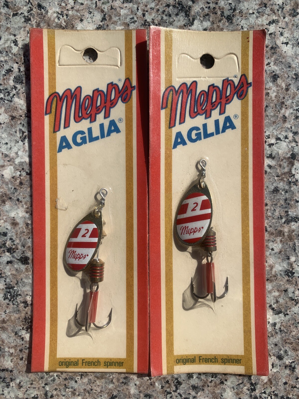 2 Packs Vintage Mepps Aglia #2 Red White Original Packaging | eBay