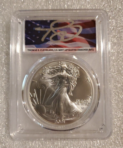 2021 PCGS T-2 MS70 FDI SILVER EAGLE CLEVELAND USM AIP MASTER DESIGNER ...