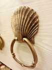 Brass Door Handle Knocker Ring Pull SEA SHELL Figurine Vintage Home ...