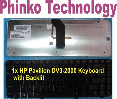 New original US black Keyboard For HP Pavilion DV3-2000 with backlit ...