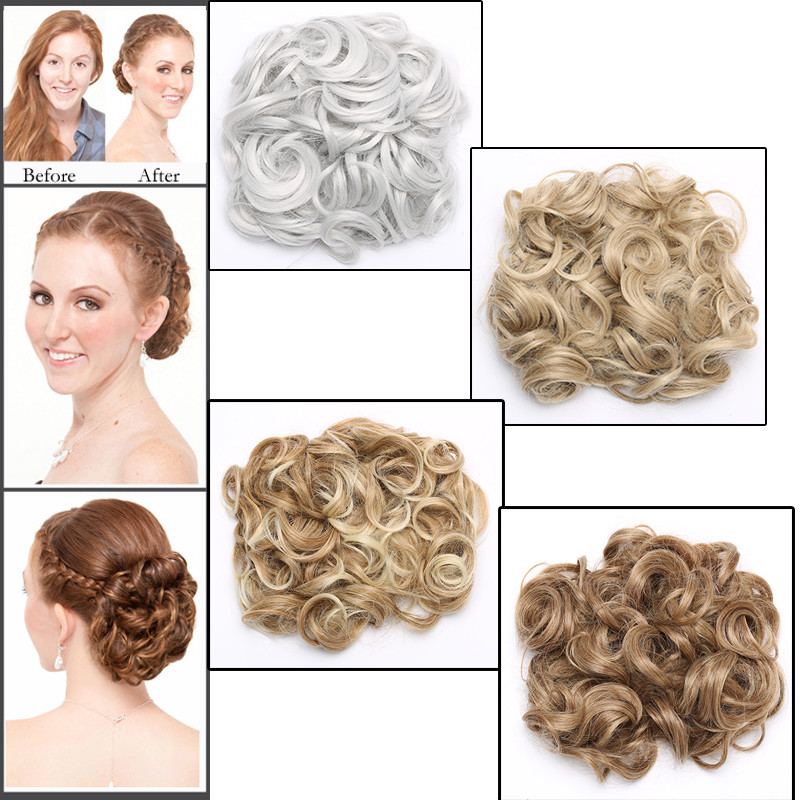 LARGE THICK Curly Scrunchie Combs Messy Bun Updo Clip in Hair Piece ...