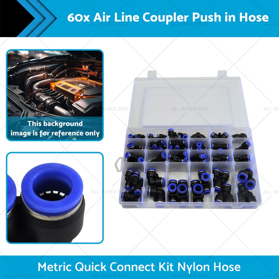 60pcs Pneumatic Push in Air Line Hose Joiner Grab Kit Assortment ...