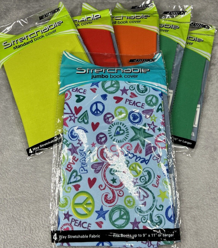 Lot of 7 Kittrich Book Covers - Standard/Jumbo Stretchy Various Colors ...