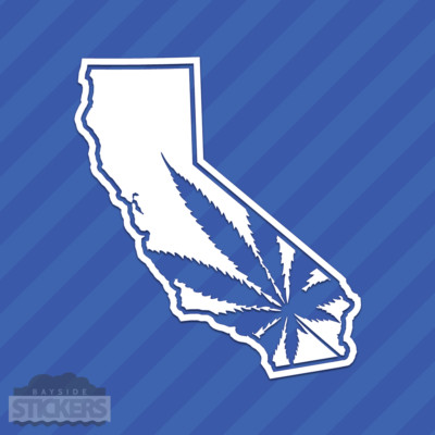 California Pot Leaf State Outline Vinyl Decal Sticker CA Cannabis ...