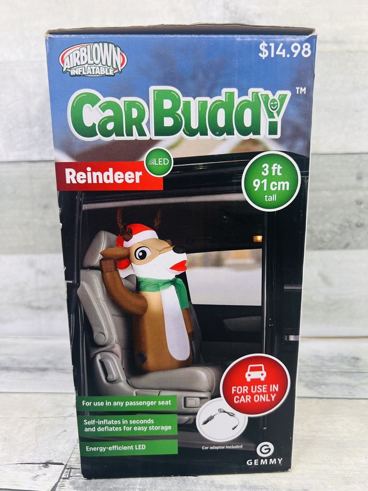 Reindeer Car Buddy 3ft Airblown Inflatable LED Christmas Gemmy New In ...