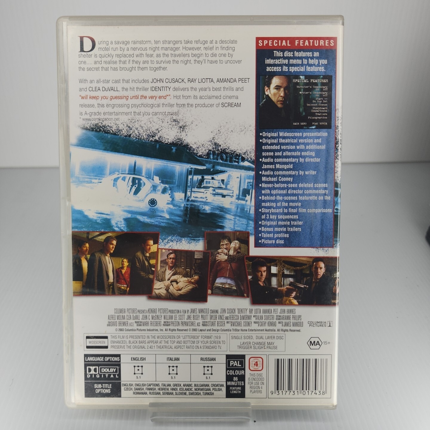Identity DVD, 2003 John Cusack Ray Liotta John Hawkes Alfred Molina ...