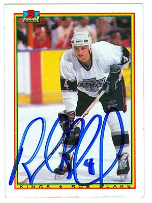 Rob Blake Autographed 1990-91 Bowman Hockey Rookie Card #142 LA King ...