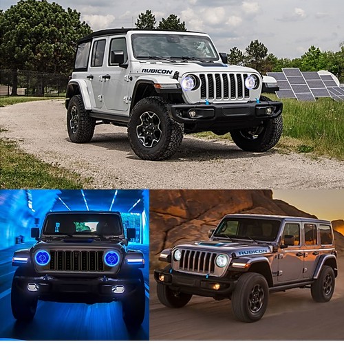 7" Multi-Color RGB SMD LED Halo Angel Eye 6K HID Headlights Fits Jeep ...