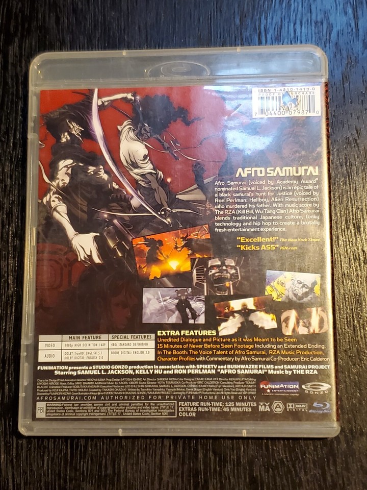 Afro Samurai (Director's Cut) (Blu-Ray) RZA & Samuel L. Jackson Anime ...