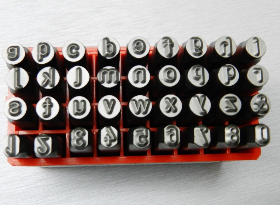 Metal Marking Stamps Alphabet & Numbers Hand Punches 4mm Lower Case 36 ...