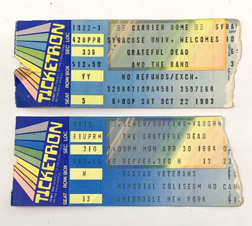 RARE Vintage 80’s GRATEFUL DEAD Band - Ticketron Concert Ticket Stubs ...