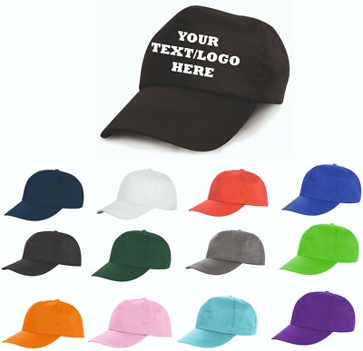 PRINTED BASEBALL CAPS - Personalise with ANY TEXT or LOGO or IMAGE ...