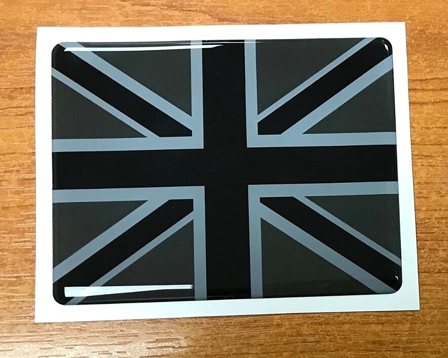 UNION JACK FLAG Sticker/Decal 90mm - BLACK & 2 TONE GREY - HIGH GLOSS ...