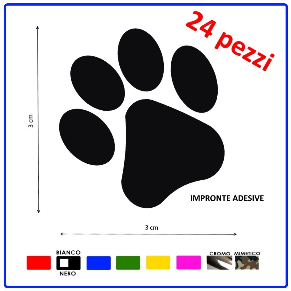 24x Adhesive Paw Kit Cat for Pre-Spaced Compositions Sticker Size 3x3 ...