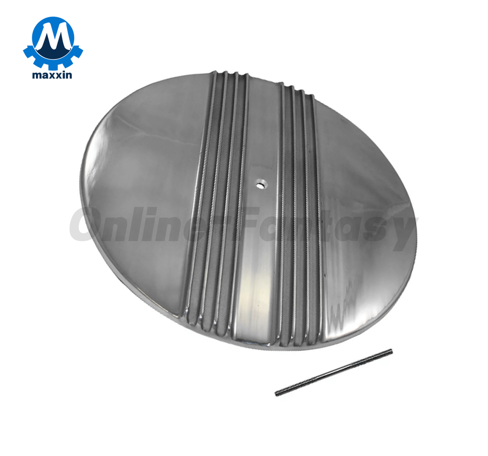 Polished Aluminum 14 In Round Finned Air Cleaner Top Lid for Street Rod ...