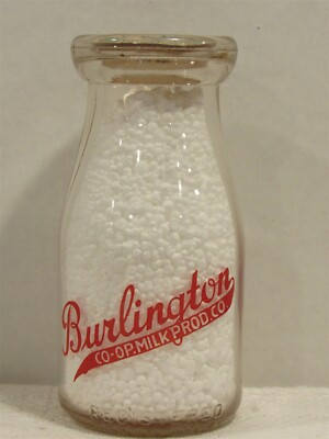 TRPHP Milk Bottle Burlington Co-Op Milk Products Co Dairy Burlington VT ...