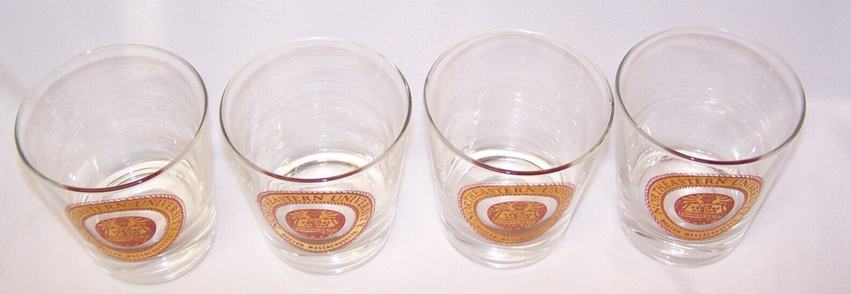 Set Of 4 Northeastern University Crest Logo Old Fashioned Rocks Glasses ...