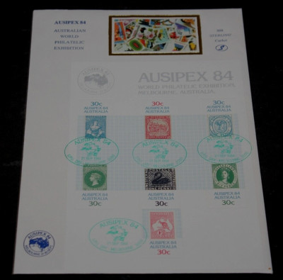 AUST STERLING SILK 1984 AUSIPEX M/SHEET ON EXHIBITION FIRST DAY COVER ...