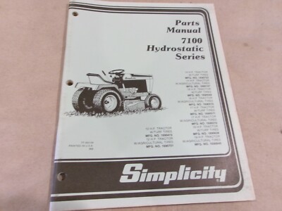 SIMPLICITY PARTS MANUAL 7100 HYDROSTATIC SERIES | eBay