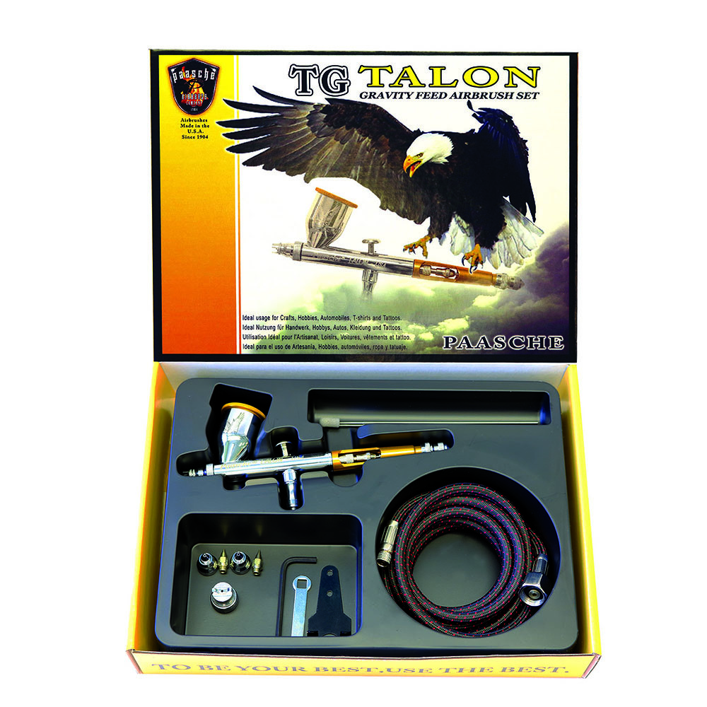 TG-3AS Paasche Talon Double Action Gravity Feed Airbrush w/3 Heads ...