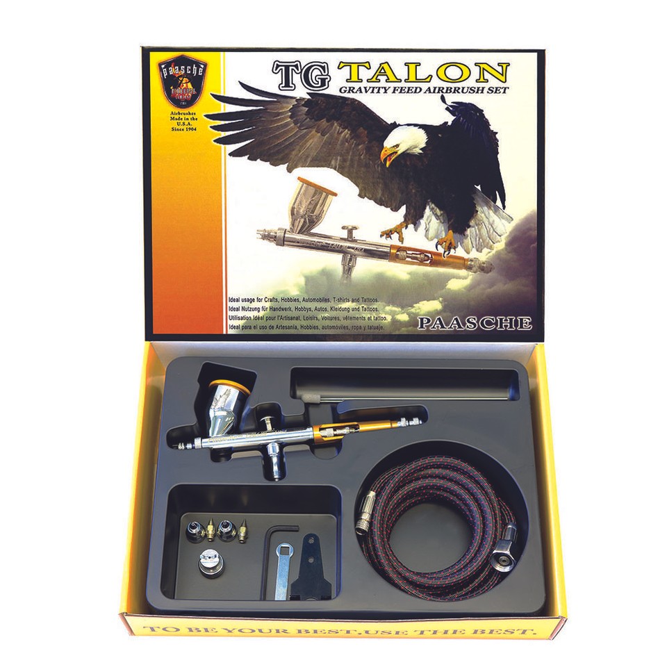 TG-3AS Paasche Talon Double Action Gravity Feed Airbrush w/3 Heads ...
