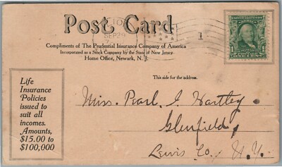 NEWARK NJ PRUDENTIAL INSURANCE COMPANY ADVERTISING ANTIQUE POSTCARD | eBay