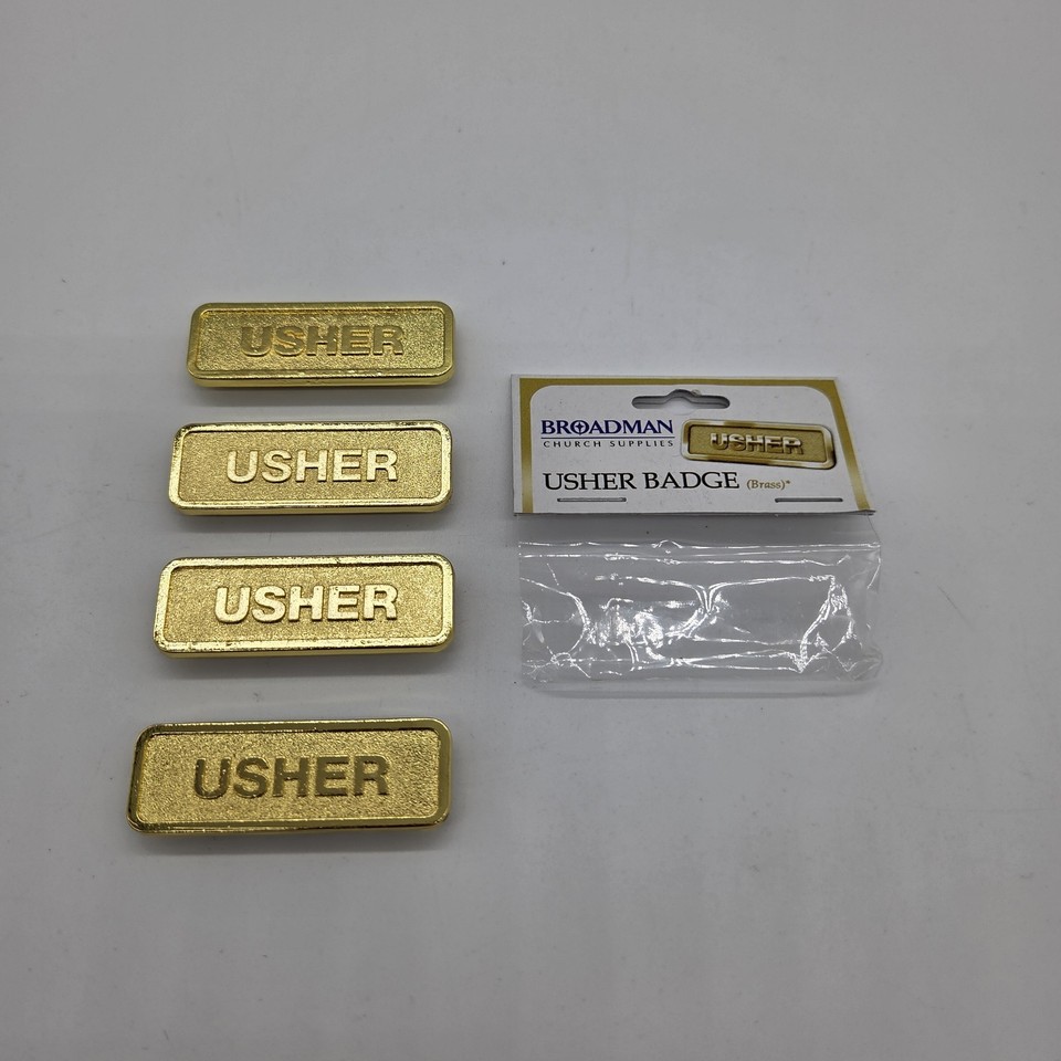 Broadman Church Supplies USHER Magnetic Brass Finish Set of 4 Badges | eBay