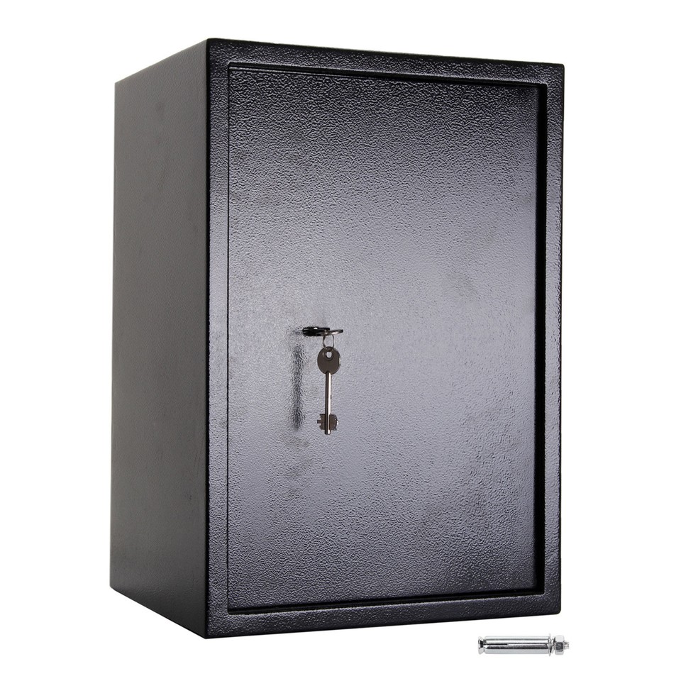 LARGE STRONG STEEL SAFE KEY HIGH SECURITY HOME OFFICE MONEY CASH SAFETY ...