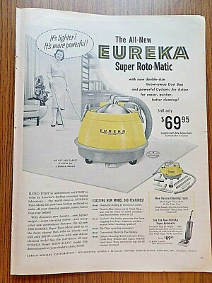 1956 Eureka Vacuum Cleaner Ad All New Super Roto-Matic | eBay UK