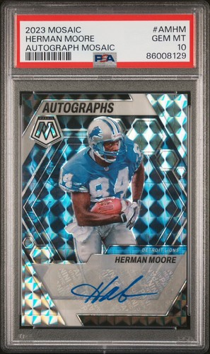 2023 Panini Mosaic Herman Moore Autograph #AMHM GEM MT PSA 10 Pop 2 ...