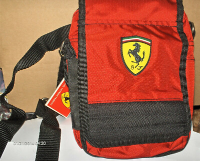 Ferrari Tasche rot Logo Umhängetasche Klettverschluß ca. 18x22 cm Neu ...