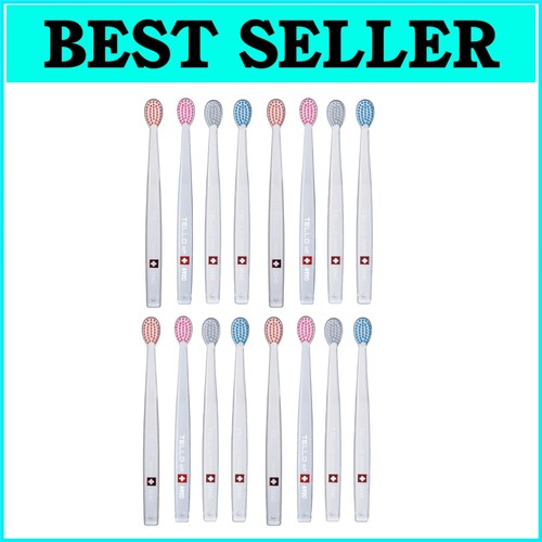 Adult Medium Bristle Toothbrush - 12-Pack, Ergonomic Handle, Made in ...