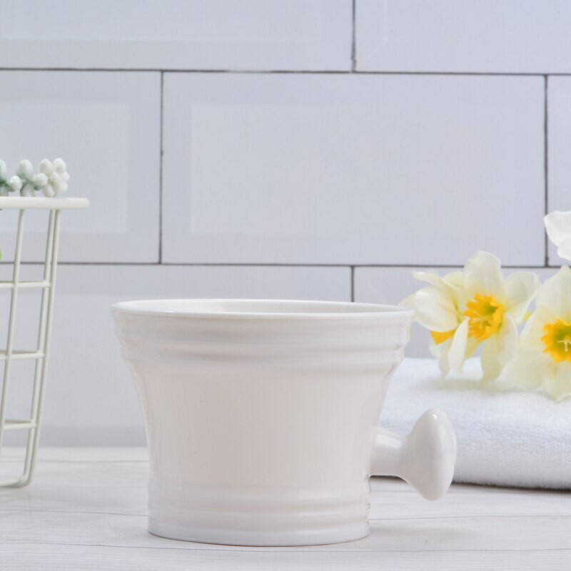 WHITE BLACK Shaving Soap Bowl /Mug With Handle unbreakable plastic ...