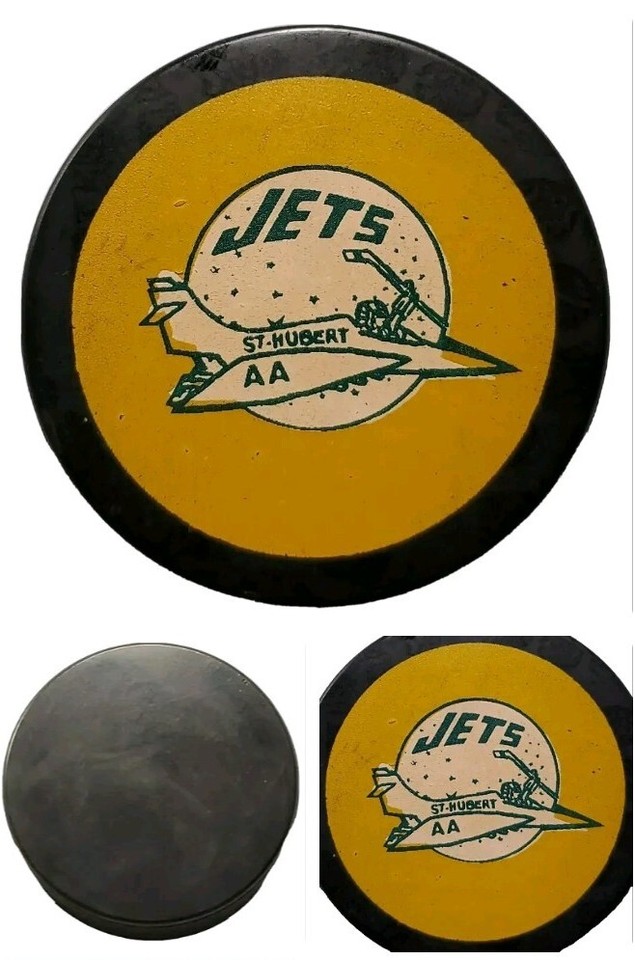 ST - HUBERT AA JETS VINTAGE OFFICIAL HOCKEY PUCK RARE MADE IN CANADA ...
