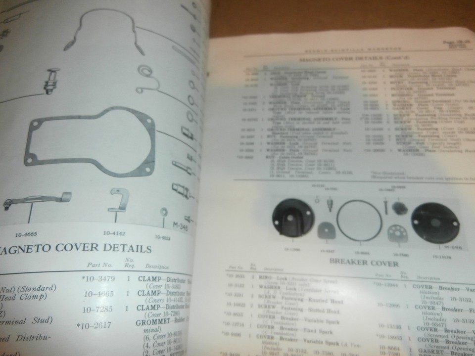 Vintage 1940 Bendix Scintilla Auto Magnetos Type C CR Service Parts ...