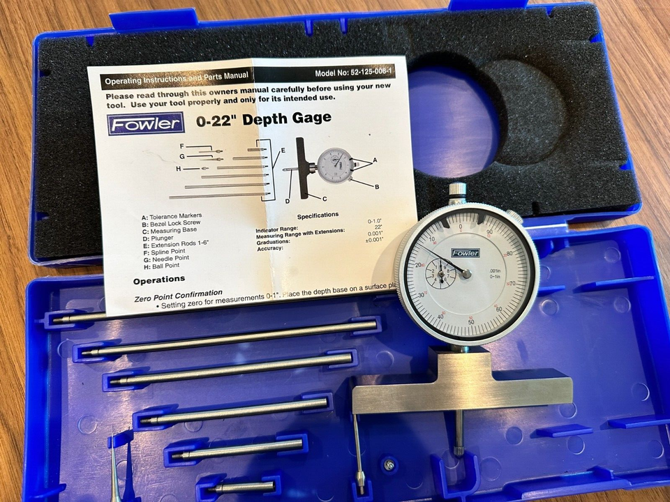 Fowler 52-125-006-1 X-Depth 22 0-22" Depth Gage | eBay