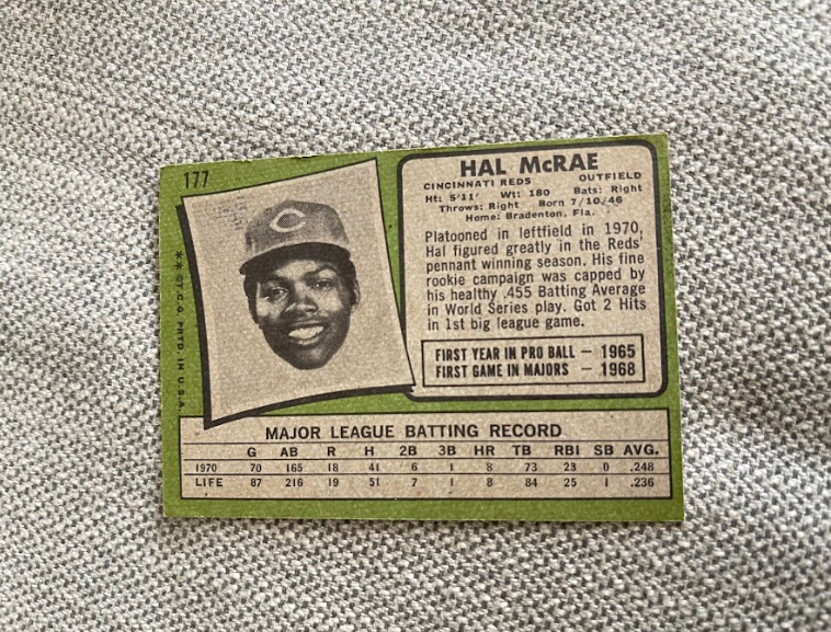 DCC: 1971 Topps Hal McRae Cincinnati Reds #177 VG+ | eBay