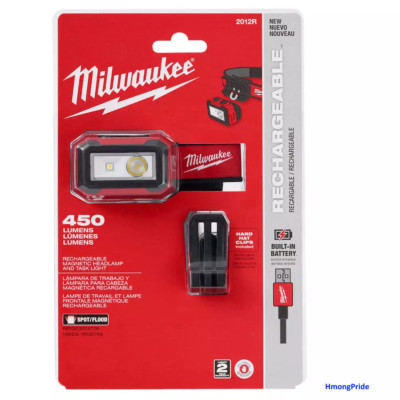 Milwaukee 2012R Rechargeable Magnetic Headlamp and Task Light w/ 450 ...