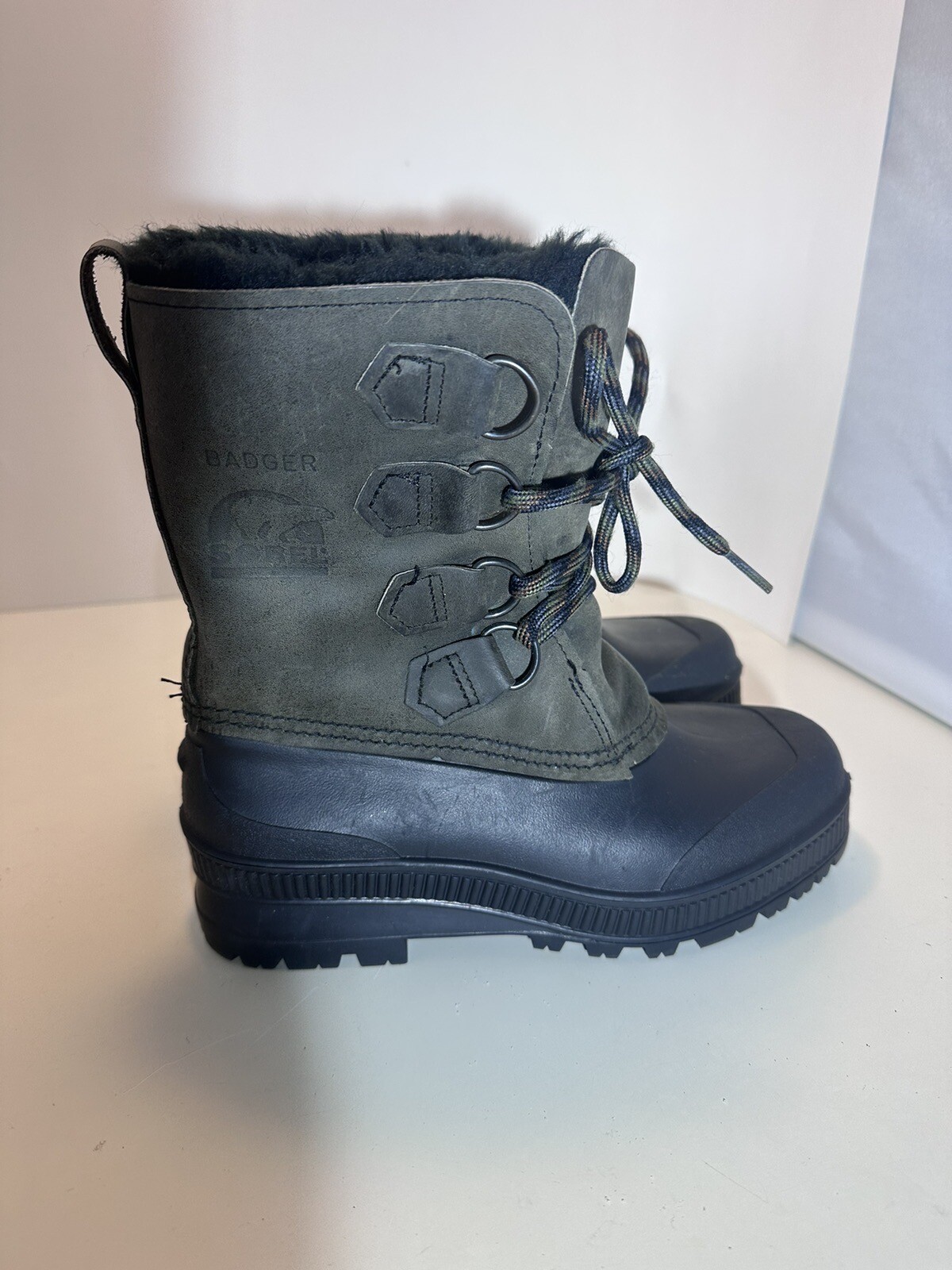 SOREL Badger Waterproof Women's Black /Green Winter Snow Boots Size 5 ...