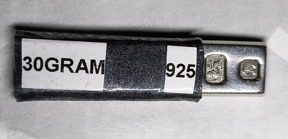 30 Gram Hallmarked Solid .925 Sterling Silver Bar Ingot Poured Cast Not ...
