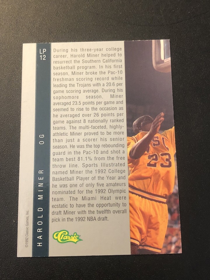1992 Classic Four Sport Draft Pick Collection LPs /46080 Harold Miner ...