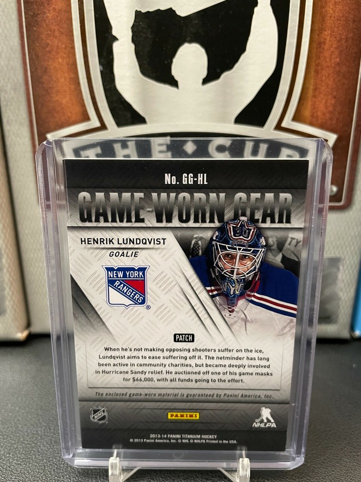 2012-13 Panini Titanium Game Worn Gear Patch #GGHL Henrik Lundqvist 20/ ...