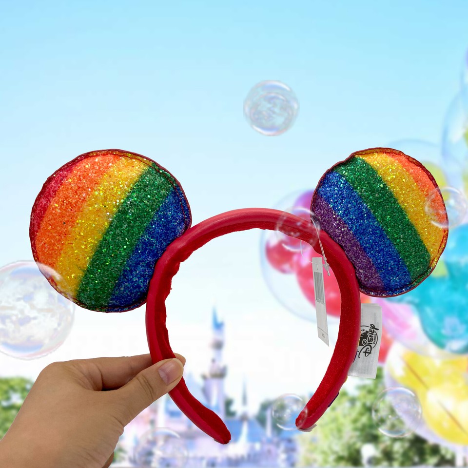 Minnie Mouse Pride Love Headband Rainbow Sequin SHDR Disney~Parks Ears ...