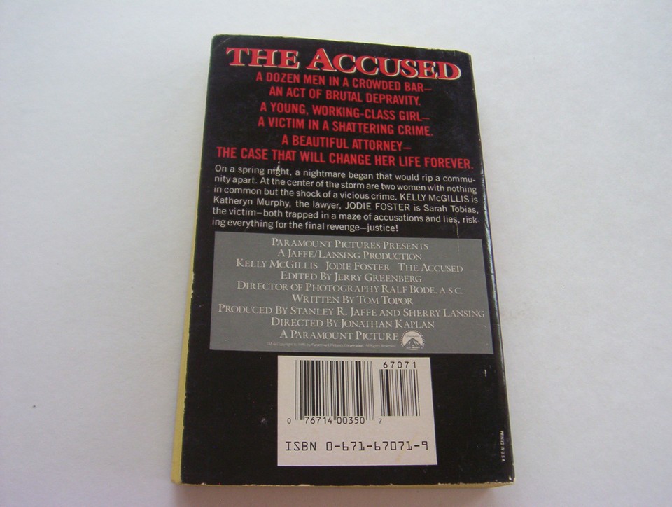 THE ACCUSED 1988 TOM TOPOR KELLY MCGILLIS JODIE FOSTER RARE MOVIE TIE ...