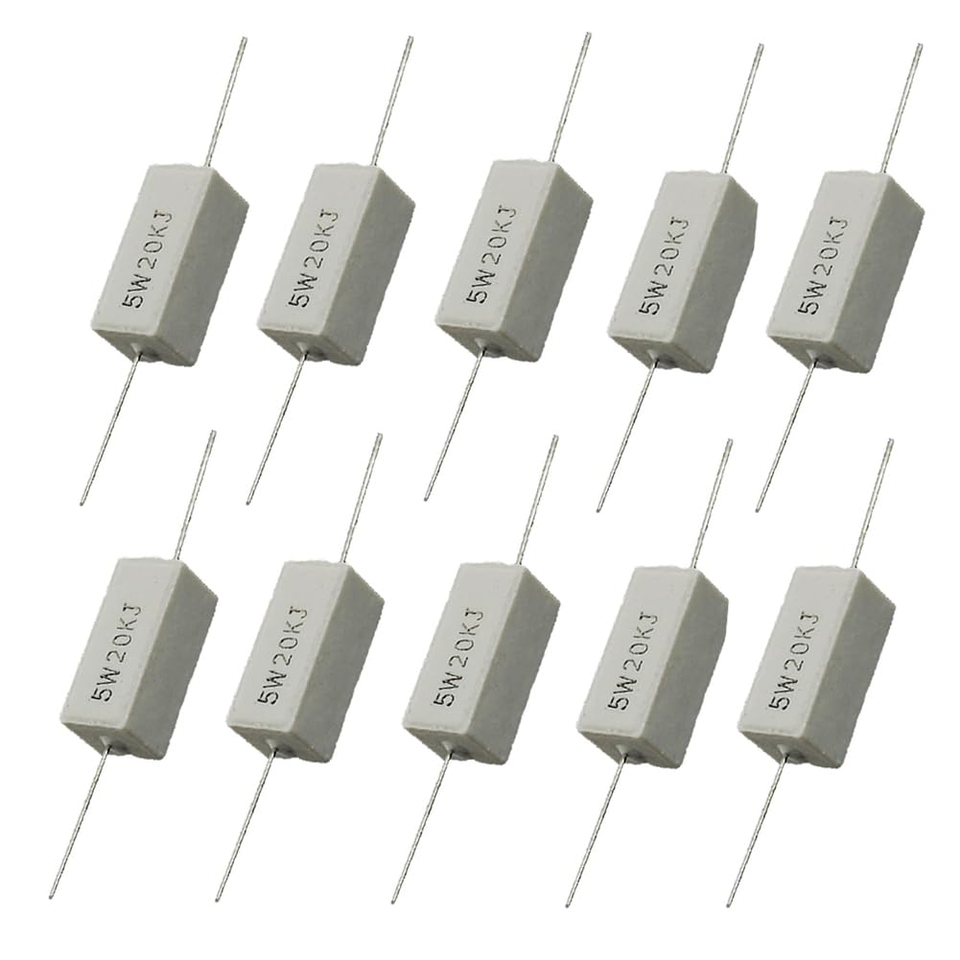 Ceramic Cement Resistor 5W 20K Ohm 5% Axial Lead Wire Wound Fixed ...