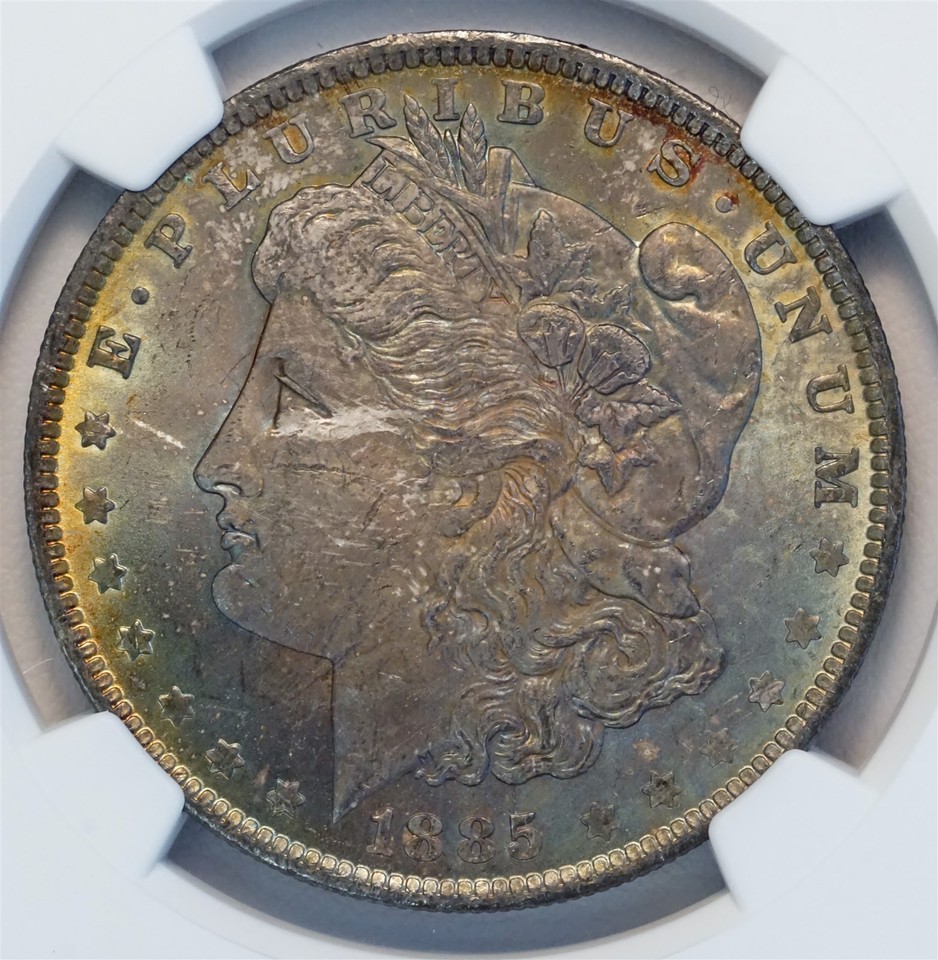 1885 O 1 Us Morgan Silver Dollar Coin Ngc Ms 64 Ms64 Steel Blue
