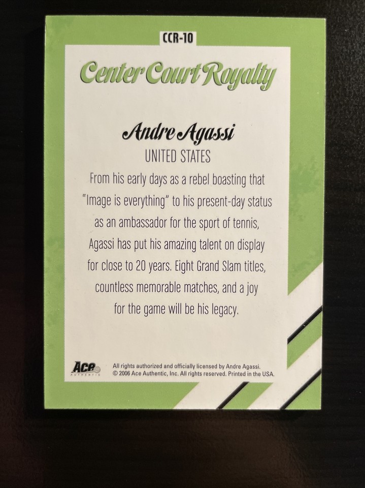 Andre Agassi 2 Cards - 2006 ACE Andre Agassi Center Court Royalty Card ...