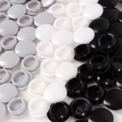 DOME SCREW COVER CAPS Black Grey White Plastic Push On Fit 8mm Bathroom ...